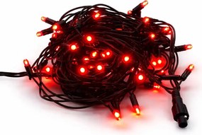 Easy Fix LED světelný řetěz, 5 m, venkovní, červený, 50 diod, černá kabel, IP67