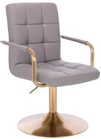 LuxuryForm DESIGN Otočná židle VERONA GOLD na zlatém talíři - šedá