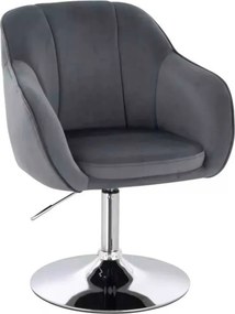 LuxuryForm DESIGN Otočná židle AVOLA VELUR na stříbrném talíři - tmavě šedá