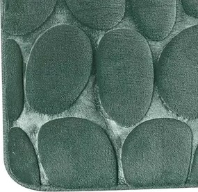 MSV Pebbles tmavě zelená / Koupelnová předložka / PU pěna / protiskluz