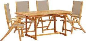 5dílný zahradní jídelní set masivní akáciové dřevo a textilen 3279324