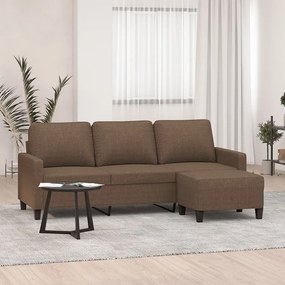 3místná pohovka s podnožkou hnědá 180 cm textil 3201040