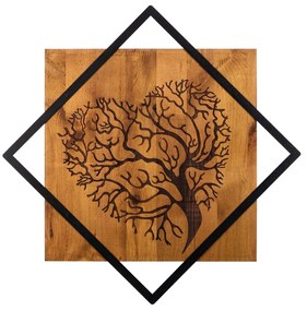 Nástěnná dřevěná dekorace TREE III hnědá/černá