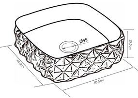 BPS-koupelny Keramické umyvadlo na desku HYD-PL-WH-400 50x31 cm, bílé
