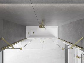Mexen Velar Duo, 2-křídlová posuvná vanová zástěna 180 x 150 cm, 8mm čiré sklo, zlatý matný profil, 896-180-000-02-55