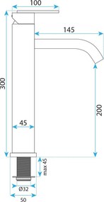 Rea Ontario, vysoká umyvadlová baterie h-300, broušená ocel, REA-B5510