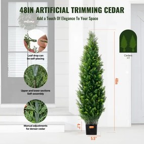 2 Kusů 1,2 m Umělý cedr Topiary Strom Umělá rostlina UV Dekor vnitřní/venkovní