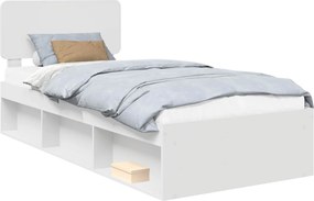 Rám postele s čelo Bílá 90 x 190 cm Masivní borové dřevo 3412132