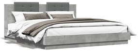 Rám postele s čelem a LED osvětlením betonově šedý 160x200 cm,  3209999