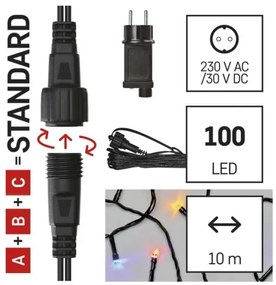 Propojovací vánoční řetěz se zdrojem EMOS Connecting D1AM01 ZY2279 startovní sada pro spojovací řetězy 10m multicolor