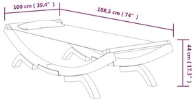 vidaXL Marketos Zahradní lehátko 100 x 188,5 x 44 cm ohýbané dřevo antracitové