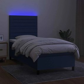 Box spring postel s matrací a LED modrá 80 x 200 cm textil 3134915