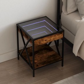 Noční stolek s Infinity LED kouřový dub 40 x 40 x 49 cm 3284098