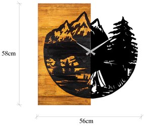 Wallexpert Dekorativní nástěnné dřevěné hodiny Wooden Clock 19, Ořech, Černá