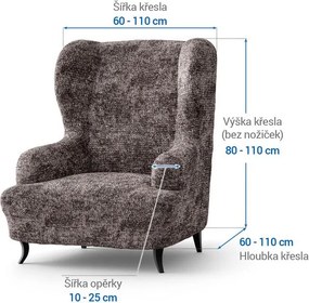 Bielastické potahy MARMO hnědé křeslo ušák (š. 60 - 110 cm)