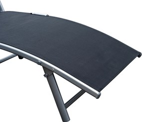 Outsunny skládací zahradní lehátko s polštářem 137x63,5x100,5cm kov a látka černá na pláž a terasu | Aosom.de