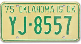 Americká SPZ Oklahoma is OK 1975