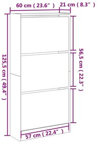 Botník bílý 60 x 21 x 125,5 cm kompozitní dřevo - Default Title