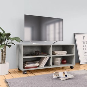 TV stolek s kolečky betonově šedý 90 x 35 x 35 cm dřevotříska - Default Title