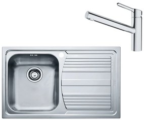 Franke - Set N82, nerezový dřez LLX 611/2 a baterie FC 3054.031, nerez/chrom 101.0650.595