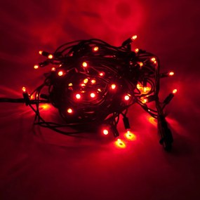 Easy Fix LED světelný řetěz, 5 m, venkovní, červený, 50 diod, černá kabel, IP67