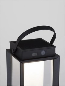 NV 9002862 Venkovní stolní lampa VERHAAL černý hliník a čiré sklo LED 2W 3000K 3,7V 360st. IP54 solární / USB kabel / vypínač na těle - NOVA LUCE