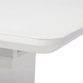 Autronic Moderní jídelní stůl Jídelní stůl 110+40x75 cm, bílá 4 mm skleněná deska, MDF, biely matný lak (HT-430 WT)