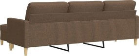 3místná pohovka s podnožkou hnědá 210 cm textil 3278252