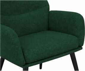 relaxační křeslo, odpočinkové, dřevo/kov/textil, 96x68x79 cm, nohy černé/tmavě zelená, Dekorino KR20260059