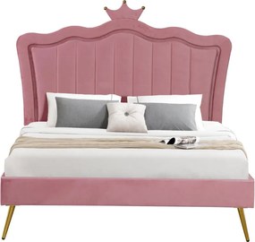 Postel s roštem, 140x200, růžová Velvet látka, RANIA Kondela 0000413722