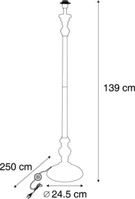 Klasická stojací lampa černá bez stínidla - Classico
