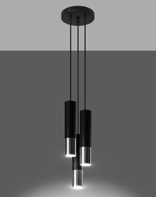 Závěsné svítidlo Loopez, 3x černé kovové stínítko, ch, o