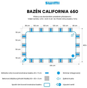 Technypools AKCE: bazénový set CALIFORNIA 650 (šedá) + BWT ES ECHO