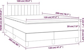 vidaXL Box spring postel s matrací a LED 120x200 cm samet [3134517] Barva: světle šedá