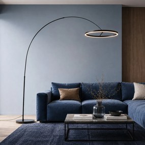 Designová oblouková stojací lampa černá vč. LED s 3-stupňovým stmíváním - Anello