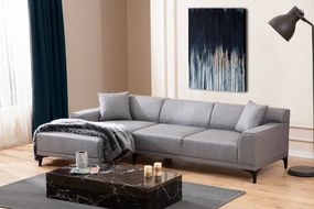 Designová rohová sedačka Dellyn 250 cm světle šedá - levá