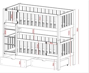 Legno Dětská patrová postel Xavier borovice Rozměr (cm): 80x180