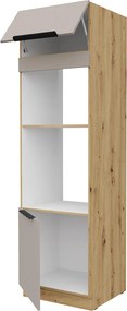 ARIA li | vysoká skříňka 60 DPM-210 2F na vestavnou troubu a mikrovlnku | 60 cm | ANTI FINGERPRINT povrch | artisan/béžová