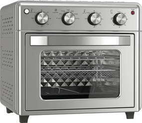 HOMCOM elektrická stolní trouba 30 L 1600 W horkovzdušná fritéza se 7 režimy ohřevu a časovačem 43x39x39 cm stříbrná