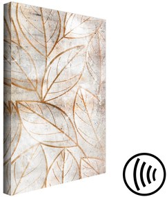 Obraz Zlaté listy (1-dílný) - botanika na pozadí betonu v podzimním stylu