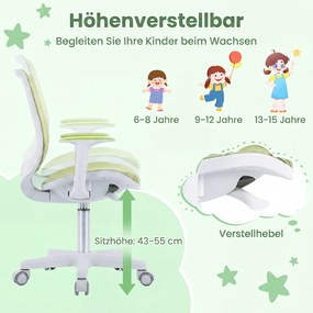 Costway Výškově nastavitelná dětská otočná židle s brzdou, ergonomická psací
