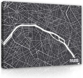 Obraz 80x60 Mapa Paříže Paříž město minimalismus geometrie Francie cestování