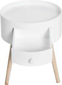 HOMCOM konferenční stolek se zásuvkou kulatý odkládací stolek konferenční stolek s nosností do 50 kg 38x38x45cm v bílé barvě do obývacího pokoje a lo…
