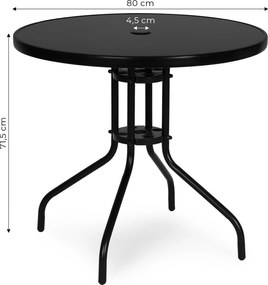 Zahradní stůl SOLO 80 cm černý