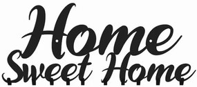 Walenty Kovový nástěnný věšák Home sweet home, 3 rozměry, různé barvy Barva: černá, Rozměr: Délka 40cm