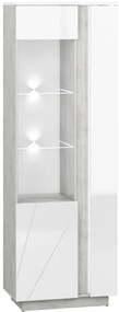 Casarredo - Komfort nábytek Vitrína RUBENS s LED sovětlením, levá, beton šedý/bílá lesk