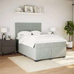 Box spring postel s matrací světle šedá 160x200 cm samet 3290954