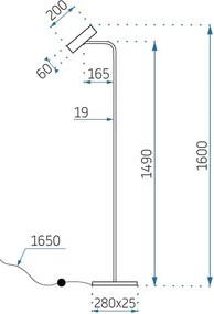 Toolight, LED podlahová lampa APP965-1F, černá matná, OSW-04050