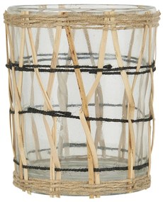 IB LAURSEN Skleněný svícínek Bamboo Braid 9,7 cm, čirá barva, sklo