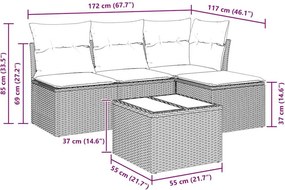 5dílná zahradní sedací souprava s poduškami béžová polyratan 3249347
